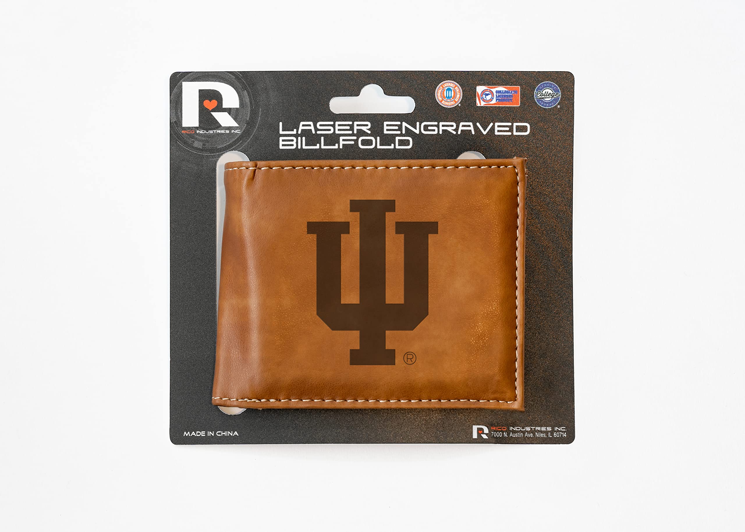 Rico Industries Indiana Hoosiers Laser Engraved Bill-fold Wallet - Slim Design - Great Gift By Rico Industries,Brown