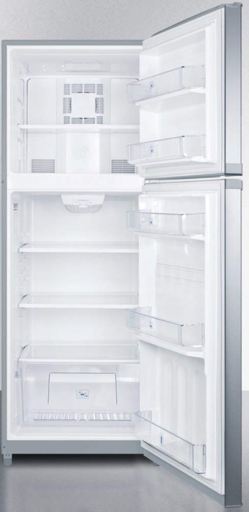 Summit FF1427SS 26"" Top Freezer Refrigerator with 12.9 cu. ft. Capacity Adjustable Glass Shelves Reversible Doors Interior Light in Stainless Steel