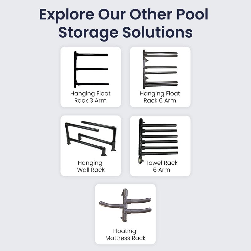 The Original Hanging Towel Rack - Wall-Mounted Outdoor Pool Towel Rack with 6 Swivel Arms for Convenient Storage - Patented Rust-Free and Durable PVC Towel Rack Design - No Assembly Required (White)