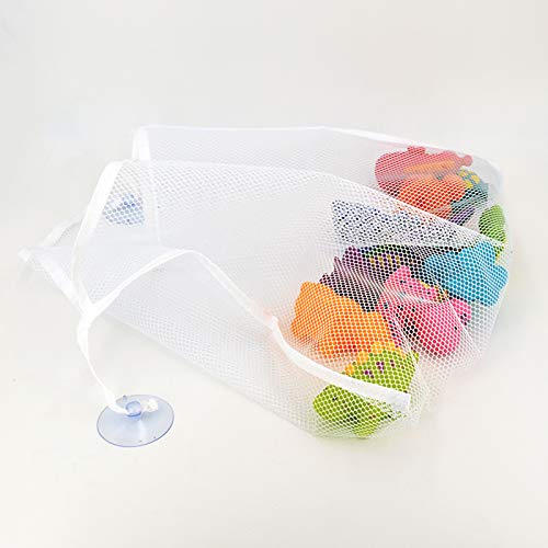 Yuehuam Bath Toy Organizer for Bathtub Hanging Mesh Toy Holder with Suction Bath Toy Storage for Tub, Bathroom Baby Toy Storage