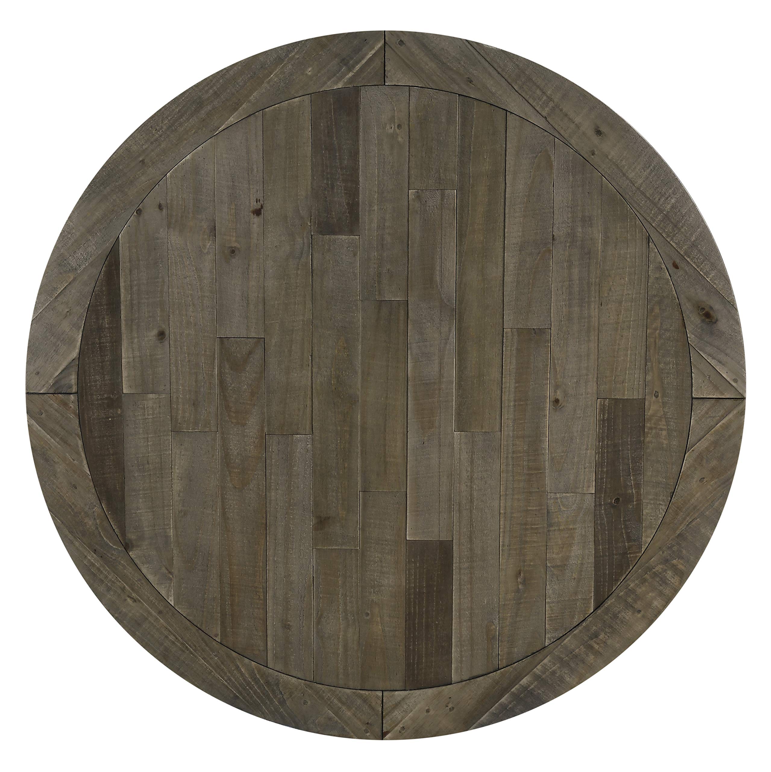 Roundhill Furniture Prato 5-Piece Round Dining Table Set with Cross Back Chairs, Antique Blue and Weathered Walnut