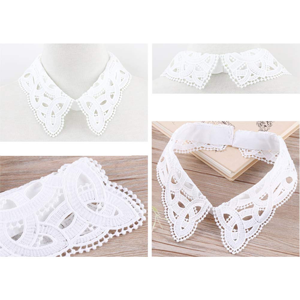 Gracelife Hollow Design Lapel False Collar Detachable Dickey Blouse Fake Half Shirt Collar for Women (White 79)