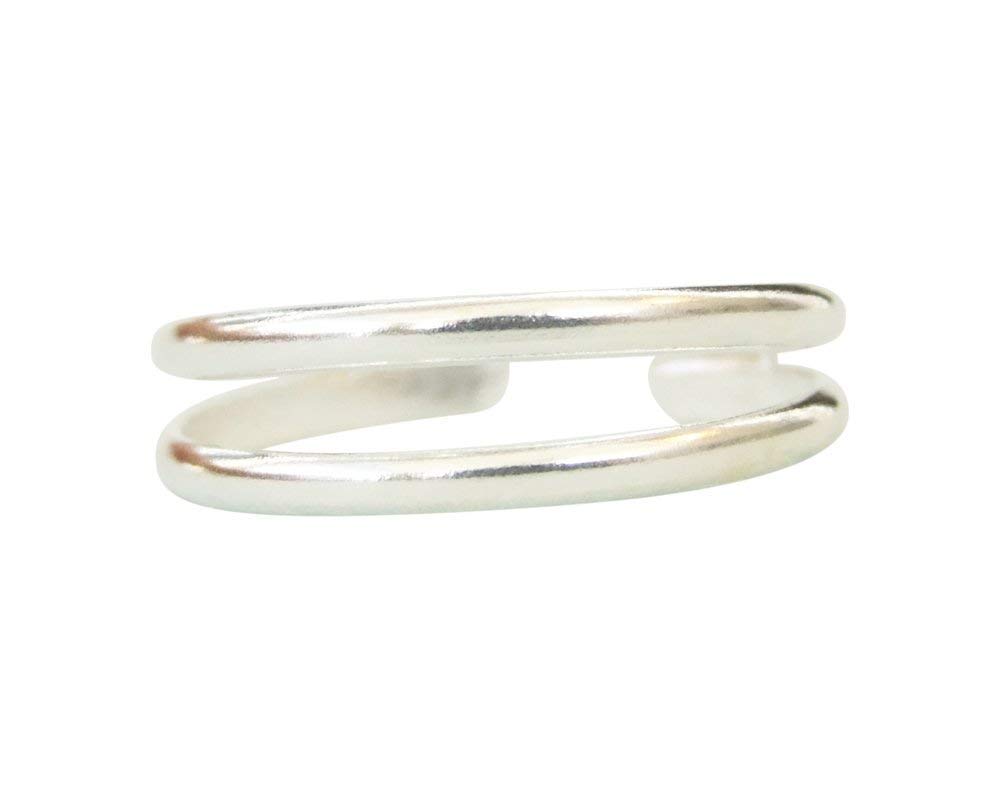 Handmade Silver Adjustable Double Band Toe Ring, 925 Sterling Silver, Classic Dainty Two Lines Open Toe, Pinky, or Knuckle Rings for Women, By MiYa Jewelry Creations