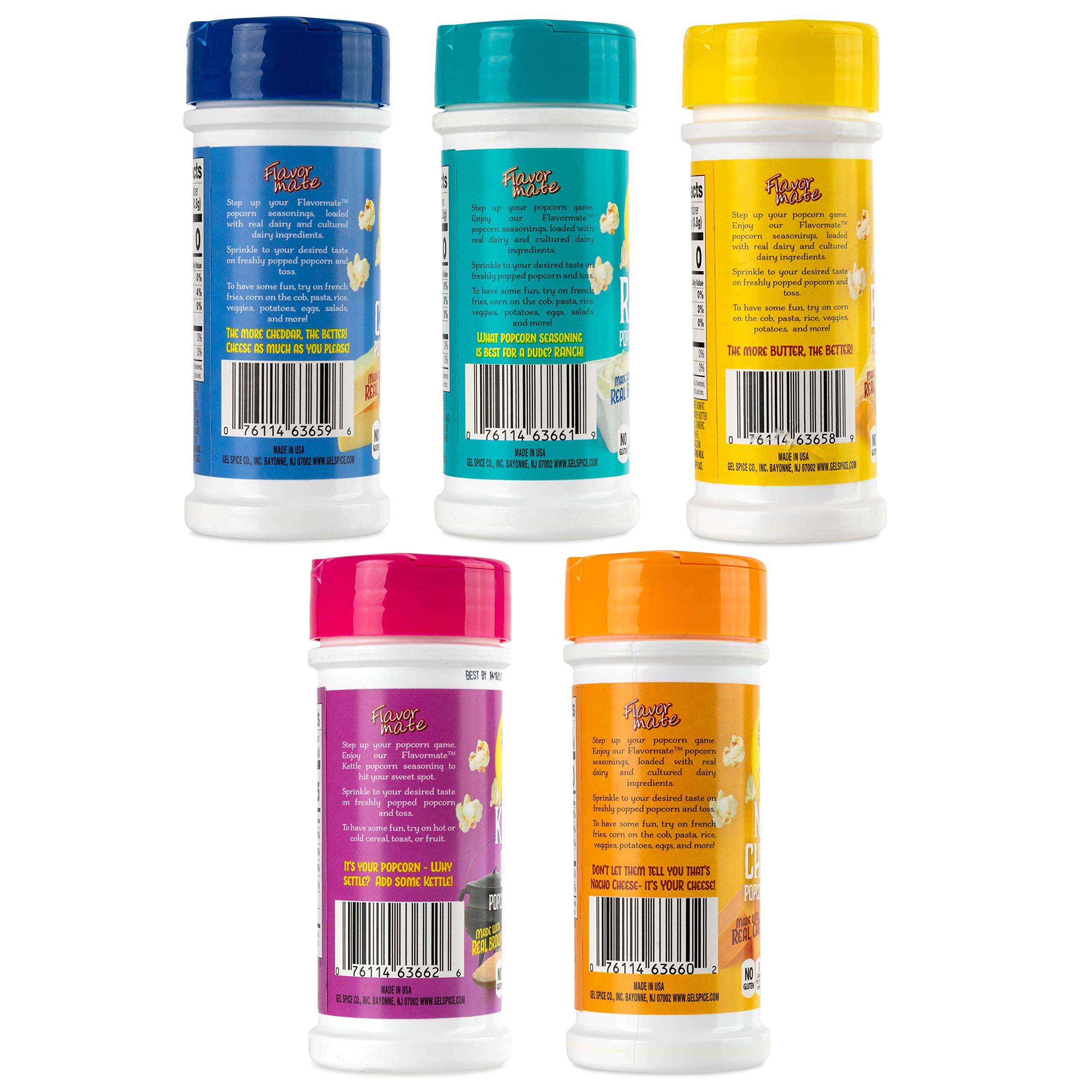 Flavor Mate Popcorn Seasoning 2.5 OZ Variety Pack, 5 Count