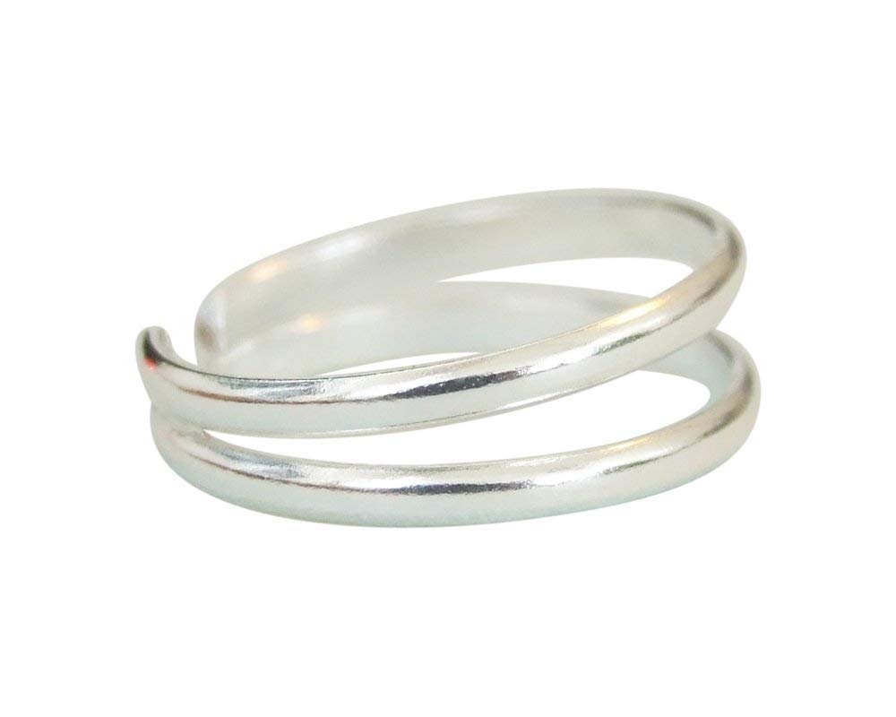 Handmade Silver Adjustable Double Band Toe Ring, 925 Sterling Silver, Classic Dainty Two Lines Open Toe, Pinky, or Knuckle Rings for Women, By MiYa Jewelry Creations