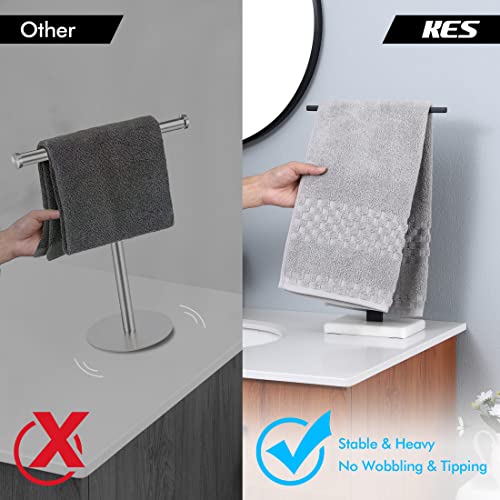 KES Towel Rack Stand, Hand Towel Holder with Marble Base Standing Towel Rack for Bathroom Countertop SUS304 Stainless Steel T-Shape Matte Black, BTH224-BK