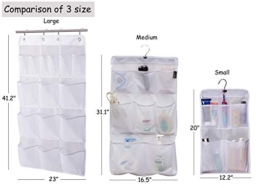 MISSLO 8 Pockets Mesh Shower Organizer Hanging Caddy with Rotating Hanger Quick Dry Bathroom Storage (White)
