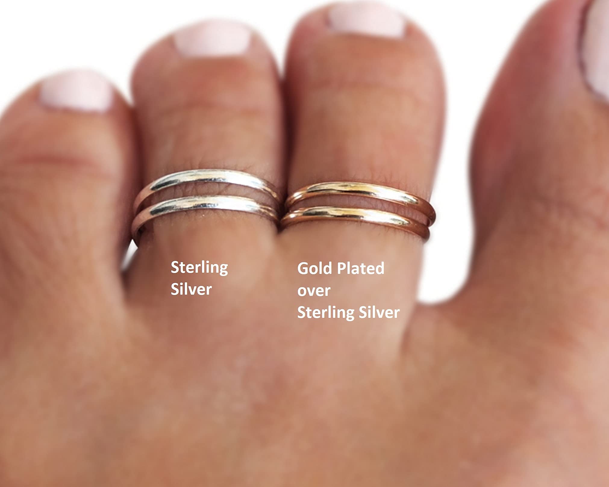 Handmade Silver Adjustable Double Band Toe Ring, 925 Sterling Silver, Classic Dainty Two Lines Open Toe, Pinky, or Knuckle Rings for Women, By MiYa Jewelry Creations