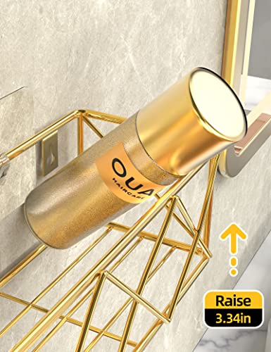 Iperlife Shower Caddy Gold, 2 Pack Shower Shelves Strong Adhesive Bathroom Shower Organizer with Hooks No Drilling Wall-Mounted Shower Shelf for Inside Shower
