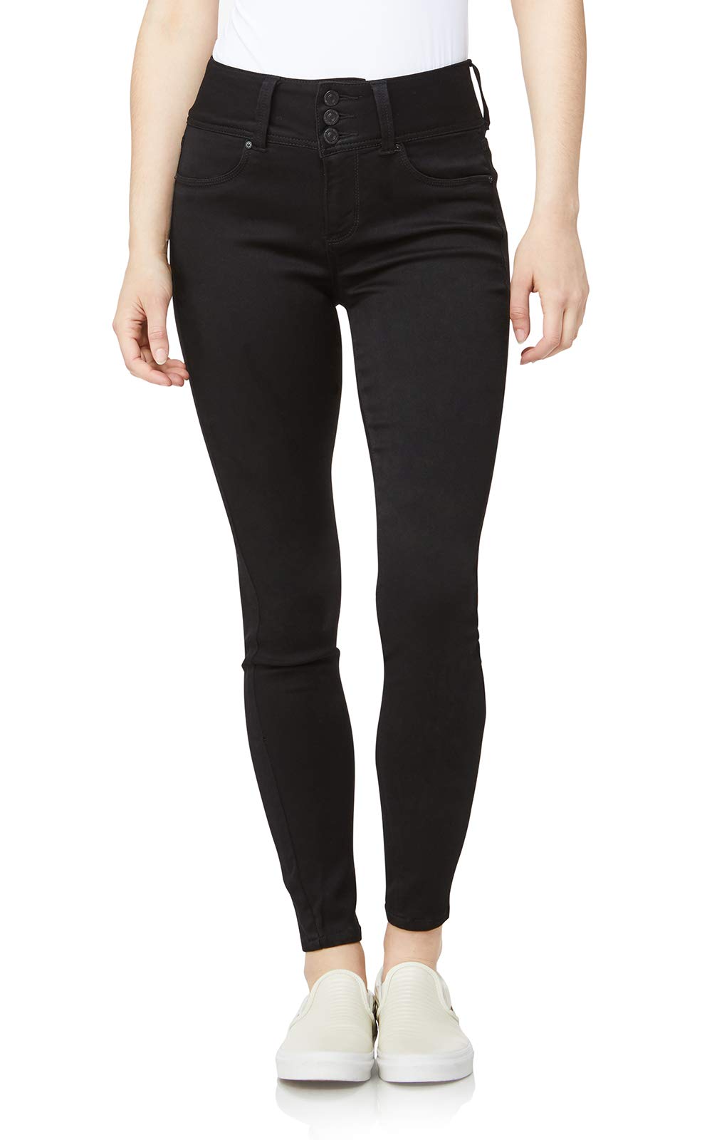 WallFlower Women's Sassy Skinny High-Rise Insta Soft Juniors Jeans (Standard and Plus), Noir, 9