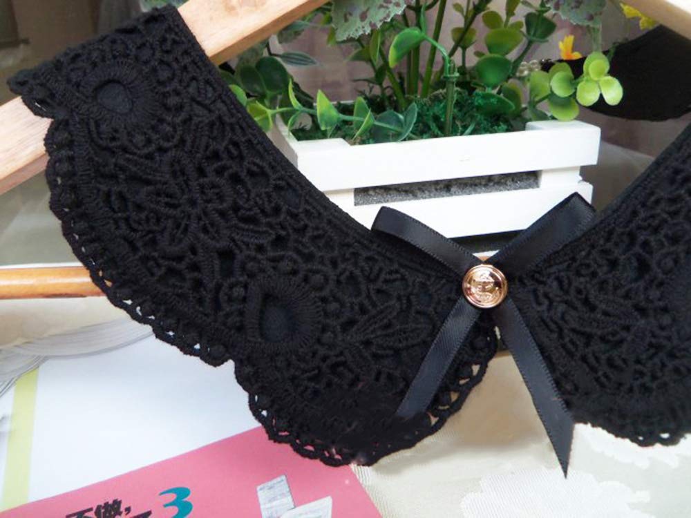 Vpang Detachable Blouse False Collar Sweet Lace Flowers Fake Collar Choker Peter Pan Necklace (Black)