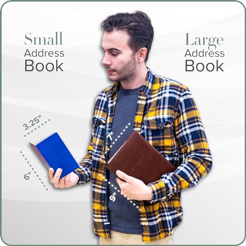 Gallery Leather Small Address Book with Alphabetical Tabs up to 403 Records, Leather Notebook Hardcover, Telephone and Address Books - 6 x 3.25 ", Key West Turquoise
