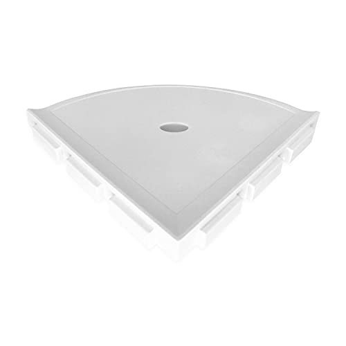 Questech Décor 8 Inch Corner Shower Shelf and 5 Inch Shower Caddy Foot Rest, Metro Lugged Back for New Construction, Mounted Bathroom Shower Organizer, Bright White Matte