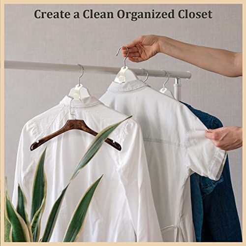 LAHONI 40 Pieces Clothes Hanger Connector Hooks, Plastic Hanger Cascading Connection Hook Mini Hangers Extender Clips for Closet Organizer, Space Saving, White