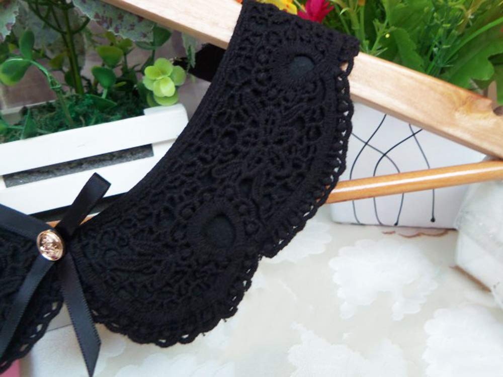 Vpang Detachable Blouse False Collar Sweet Lace Flowers Fake Collar Choker Peter Pan Necklace (Black)