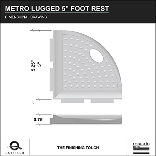 Questech Décor 8 Inch Corner Shower Shelf and 5 Inch Shower Caddy Foot Rest, Metro Lugged Back for New Construction, Mounted Bathroom Shower Organizer, Bright White Matte