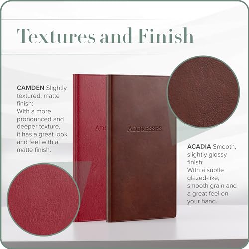 Gallery Leather Small Address Book with Alphabetical Tabs up to 403 Records, Leather Notebook Hardcover, Telephone and Address Books - 6 x 3.25 ", Key West Turquoise
