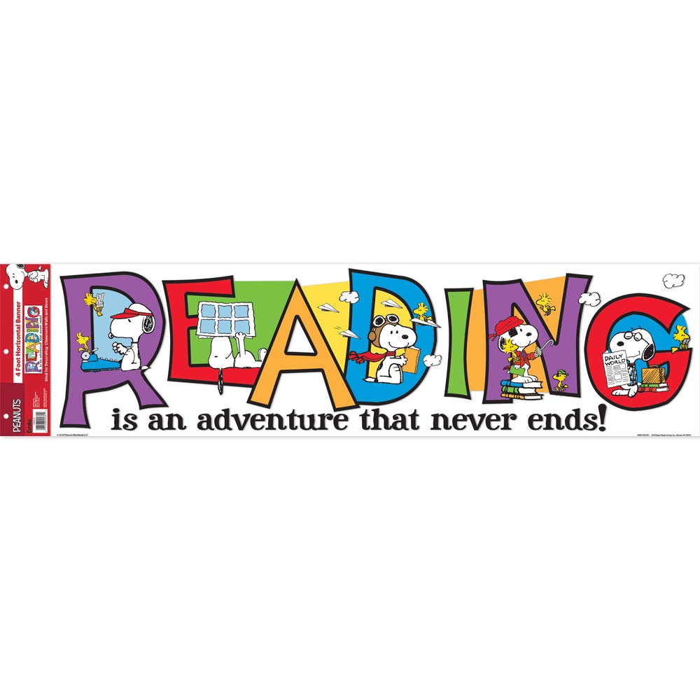 Eureka Peanuts Snoopy ''Reading is an Adventure'' Classroom Decoration Banner, 45'' x 12''