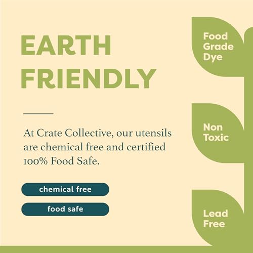 Crate Collective The Original 4-Piece Bamboo Spurtle Set - Wooden Cooking Spoon Utensils for Stirring, Serving, Mixing, Whisking, Whipping, Flipping Food - Non-Scratching, Eco-Conscious Kitchen Tools