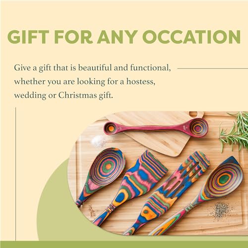 Crate Collective The Original 4-Piece Bamboo Spurtle Set - Wooden Cooking Spoon Utensils for Stirring, Serving, Mixing, Whisking, Whipping, Flipping Food - Non-Scratching, Eco-Conscious Kitchen Tools