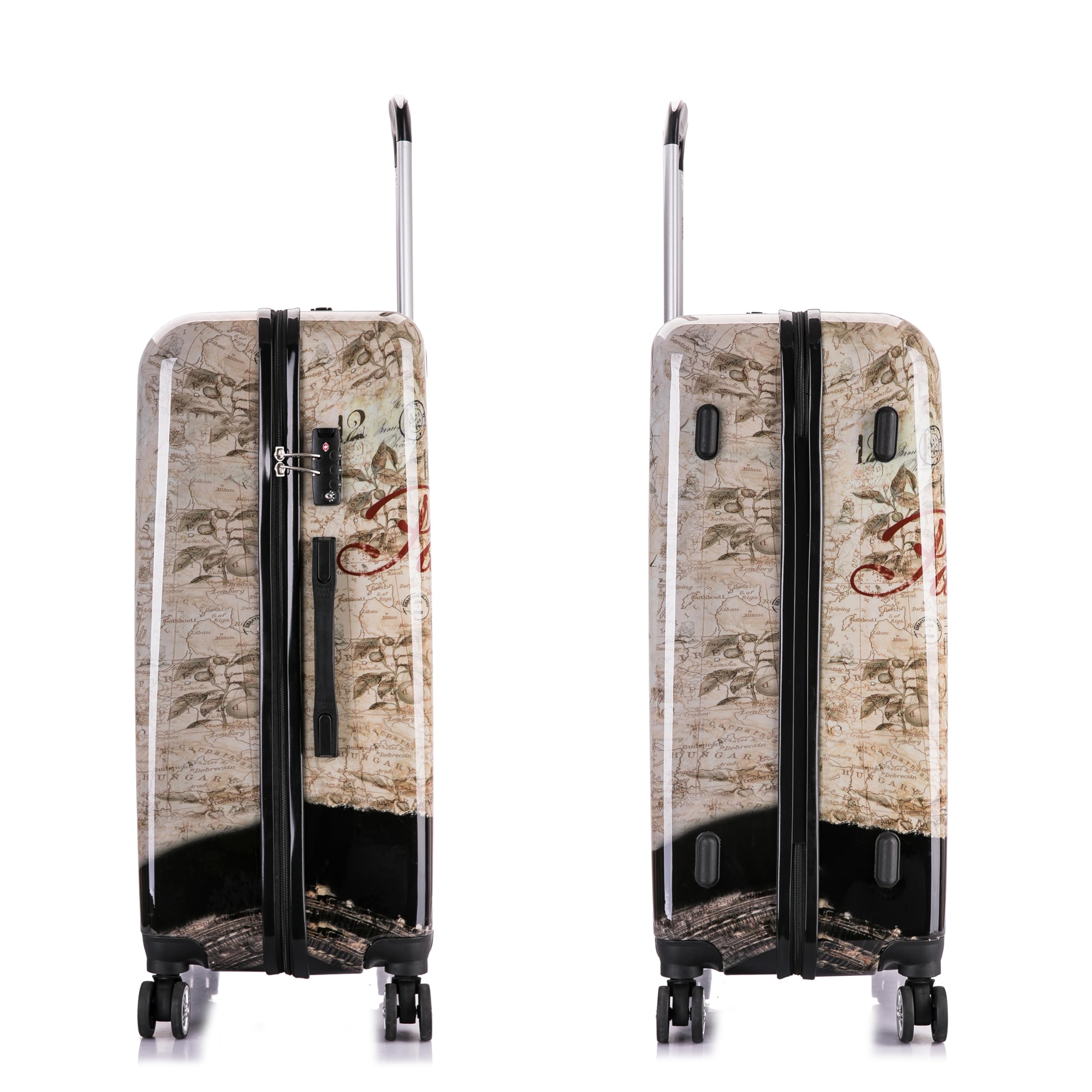 InUSA Paris Print Luggage with Spinner Wheels | Durable Lightweight Hardside Suitcase | Travel Bag with Handle and Trolley | (20in, 24in, 28in) 3 Piece Set