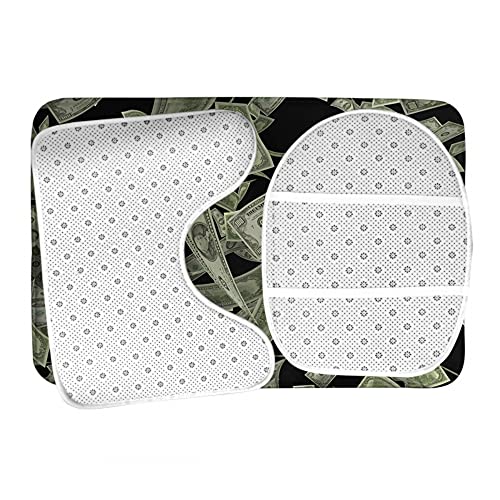 WONDERTIFY 3D Dollars Bathroom Antiskid Pad Hundred Money Falling 3 Pieces Bathroom Rugs Set, Bath Mat+Contour+Toilet Lid Cover