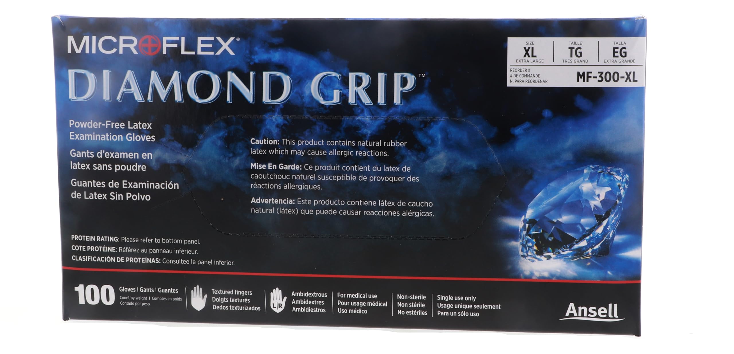 Ansell MICROFLEX ​Diamond Grip MF-300 Exam Standard Gloves - Size XL, Natural (Bundle of 200)