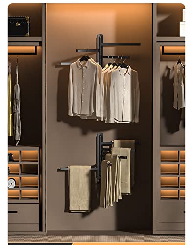 Swivel Towel Bar with 4 Arms Towel Rail Rack Holder Organizer Rod Pole Hanger Wall Mounted 180 Degree Rotation for Bathroom Kitchen Bath¡