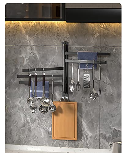 Swivel Towel Bar with 4 Arms Towel Rail Rack Holder Organizer Rod Pole Hanger Wall Mounted 180 Degree Rotation for Bathroom Kitchen Bath¡