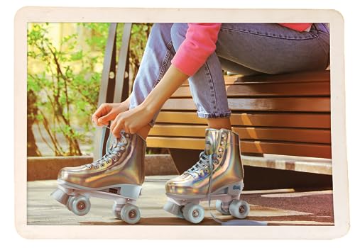 GEM QUAD ROLLER SKATES - Holographic Blue, Size 3-6
