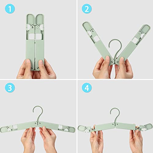 Foldable Travel Hanger Pants Hangers Lightweight and Durable Non-deformable Plastic Cloths Hanger Fits All Clothes and Socks Towel Can Be Folded Down for Easy Storage(Blue (Blue)