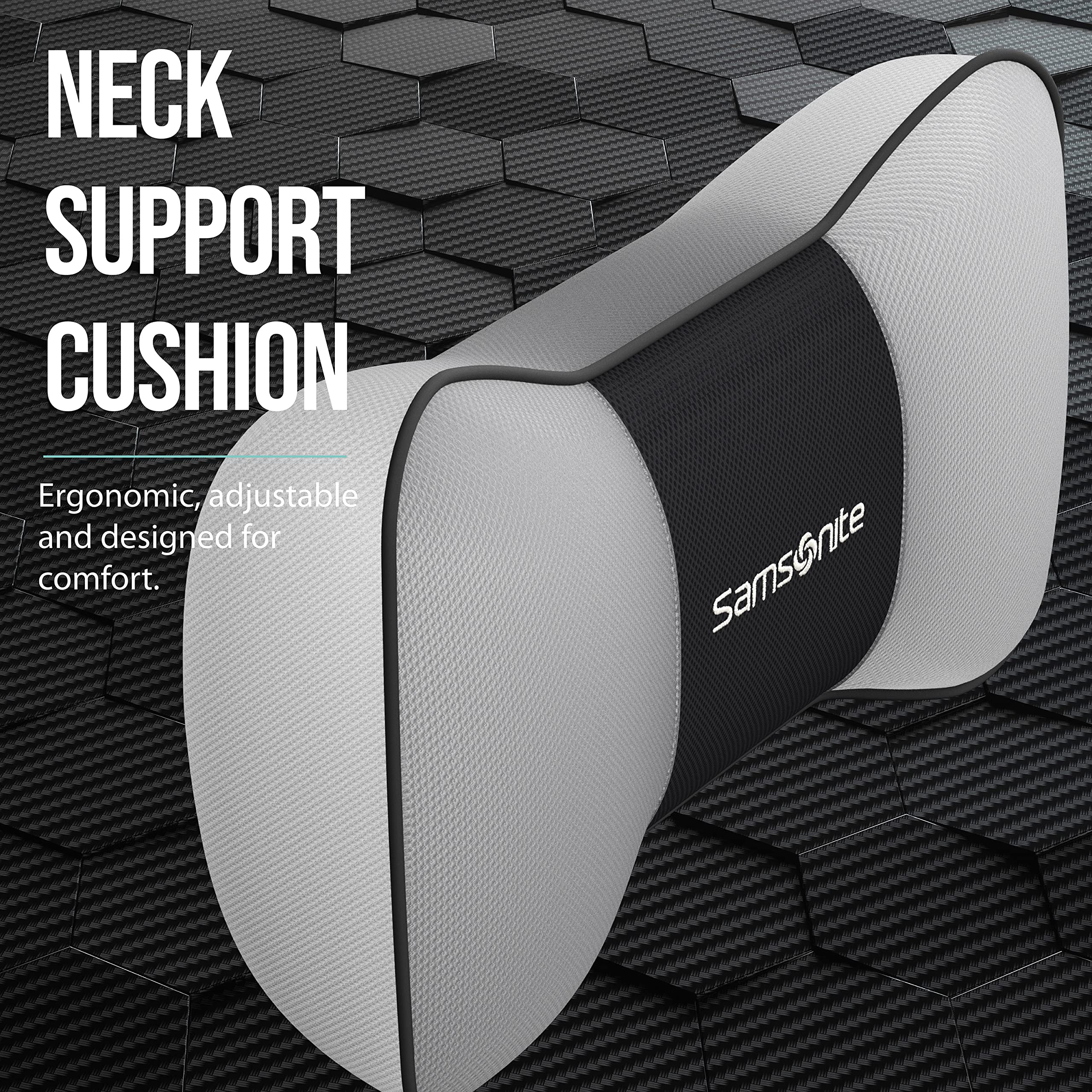 SAMSONITE, Travel Neck Pillow for Car or SUV, Boost your DRIVING COMFORT, High Grade - Memory Foam, Comfortable Headrest Cushion, Fits ALL VEHICLES, Gray…