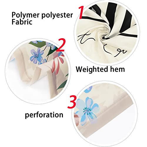 4 Pcs Easter Shower Curtain Sets with Non-Slip Rugs, Toilet Lid Cover, Bath Mat and 12 Hooks, Pink Rose Bunny Rabbit and Easter Eggs Spring Shower Curtains for Easter Day Bathroom Decoration