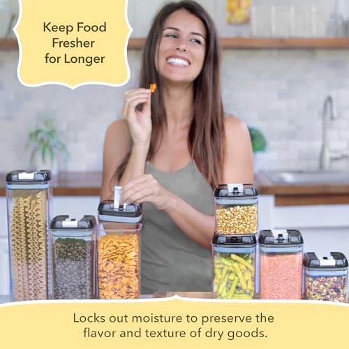 Simply Gourmet Food Storage Containers for Kitchen Organization - Pack of 6 (1.2L/5 Cups) BPA-Free Airtight Organizers for Flour, Sugar, Coffee & More - Includes Label & Marker