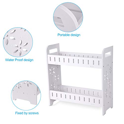 2 Tier Bathroom Organizer Countertop, White Corner Skincare Storage Shelf Cosmetic Organizer Holder, Counter Vanity Tray for Kitchen
