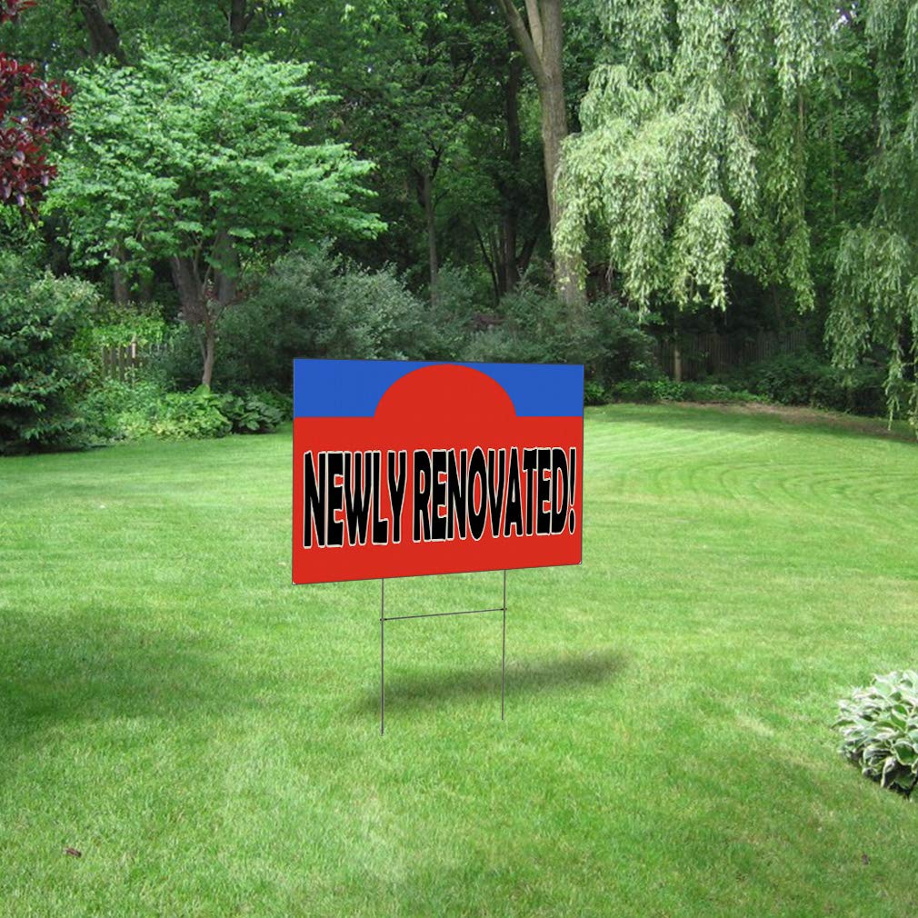 Plastic Weatherproof Yard Sign Newly Renovated Red Blue Apartment Brown Apartment for Rent for Sale Sign Multiple Quantities Available 24INx18IN Two Sides Print Set of 2