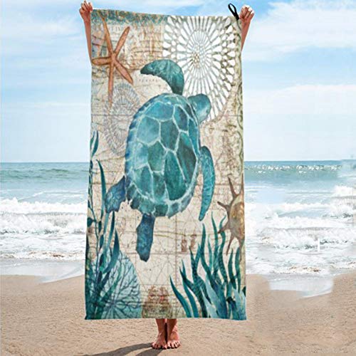 Nautical 5 Pcs Sea Turtle Shower Curtain Set with Rugs and Towels Include Non-Slip Rugs, Toilet Lid Cover and Bath Mat Ocean Waterproof Shower Curtain Sets with 12 Hooks
