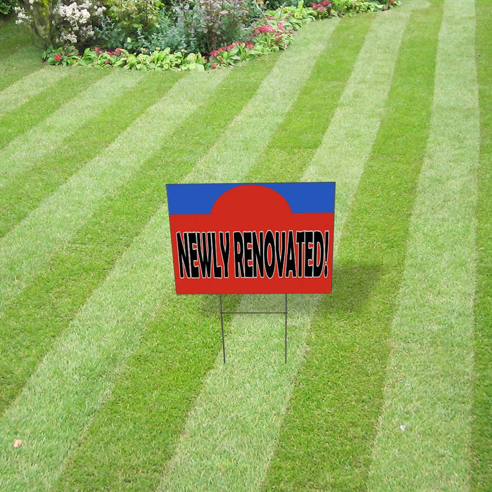 Plastic Weatherproof Yard Sign Newly Renovated Red Blue Apartment Brown Apartment for Rent for Sale Sign Multiple Quantities Available 24INx18IN Two Sides Print Set of 2