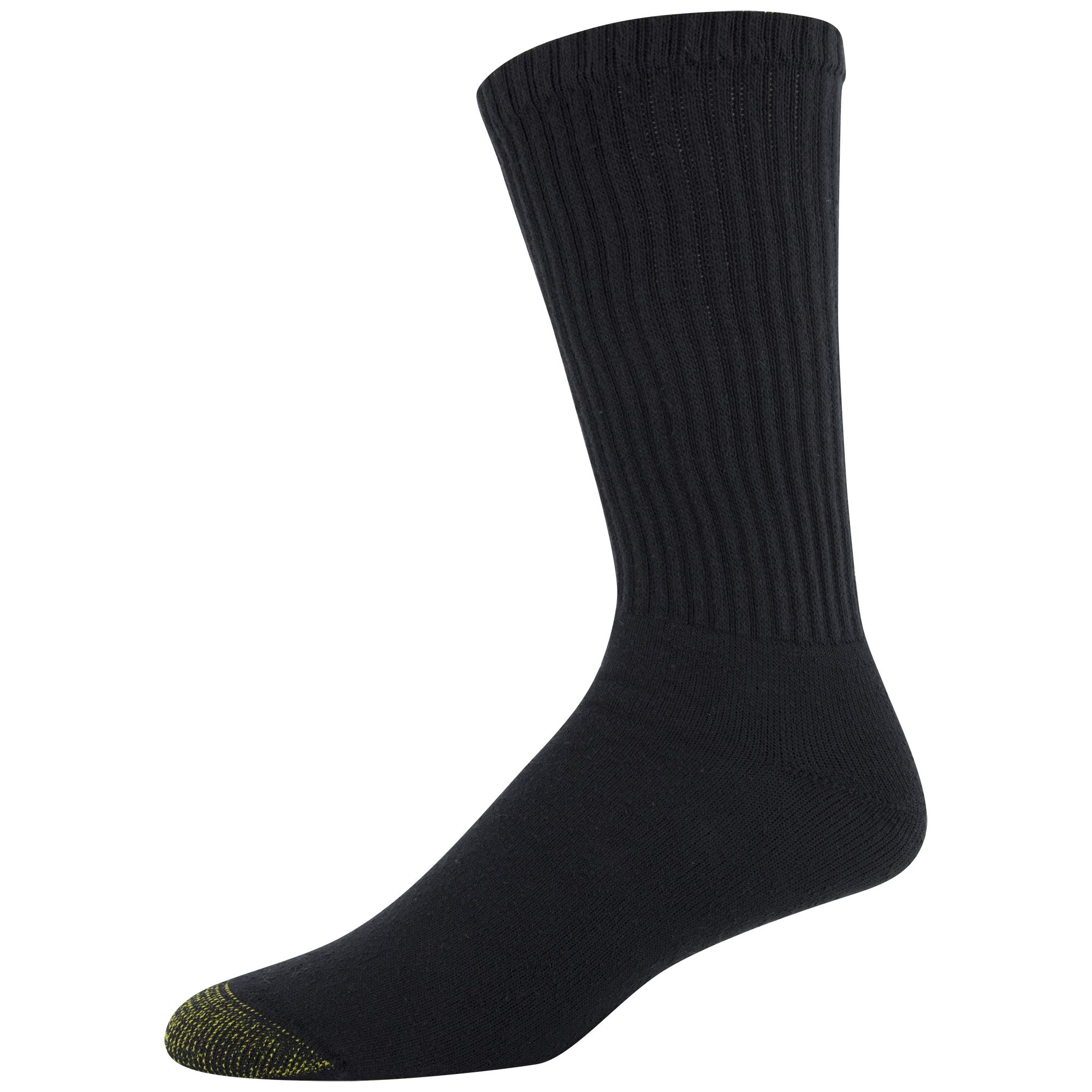 GOLDTOE Men's 656S Cotton Crew Athletic Socks, Multipairs, Black & White (6-Pairs), Large