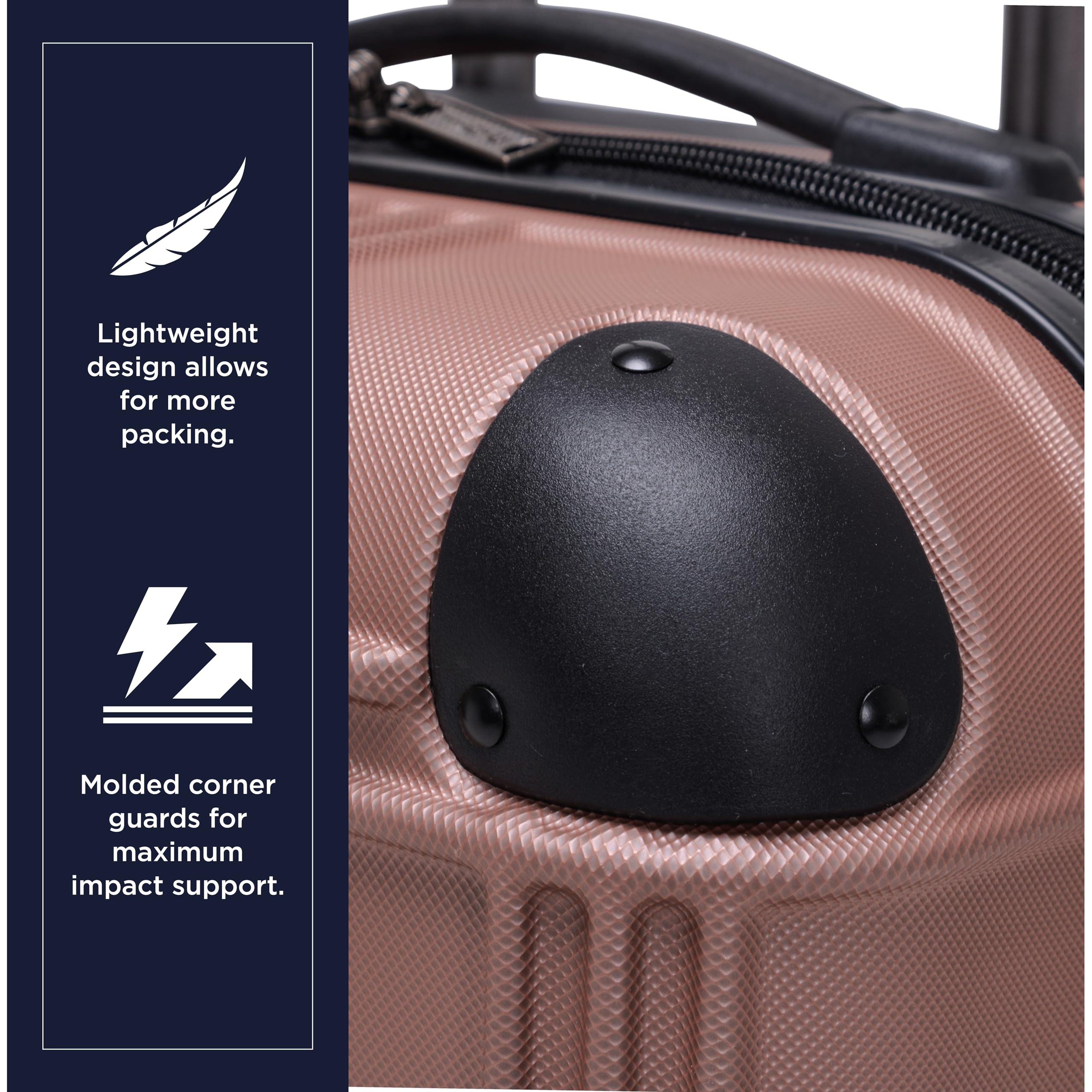 Ben Sherman Nottingham Lightweight Hardside 4-Wheel Spinner Travel Luggage, Rose Gold, 24-Inch Checked