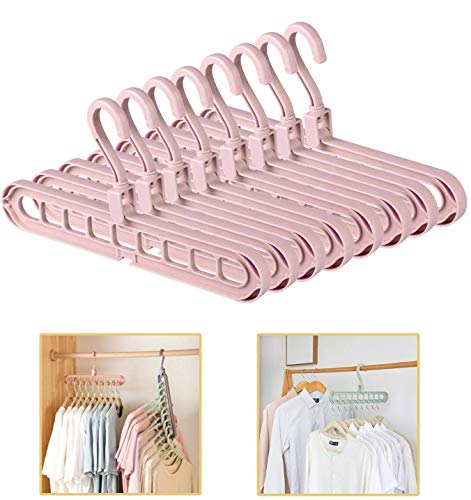 ESOUL TECHNOLOGY Magic Hangers Closet Space Saving Clothes Hanger Organizer Pack of 8 Plastic Suit Hangers 360 Degree Swivel 8pink