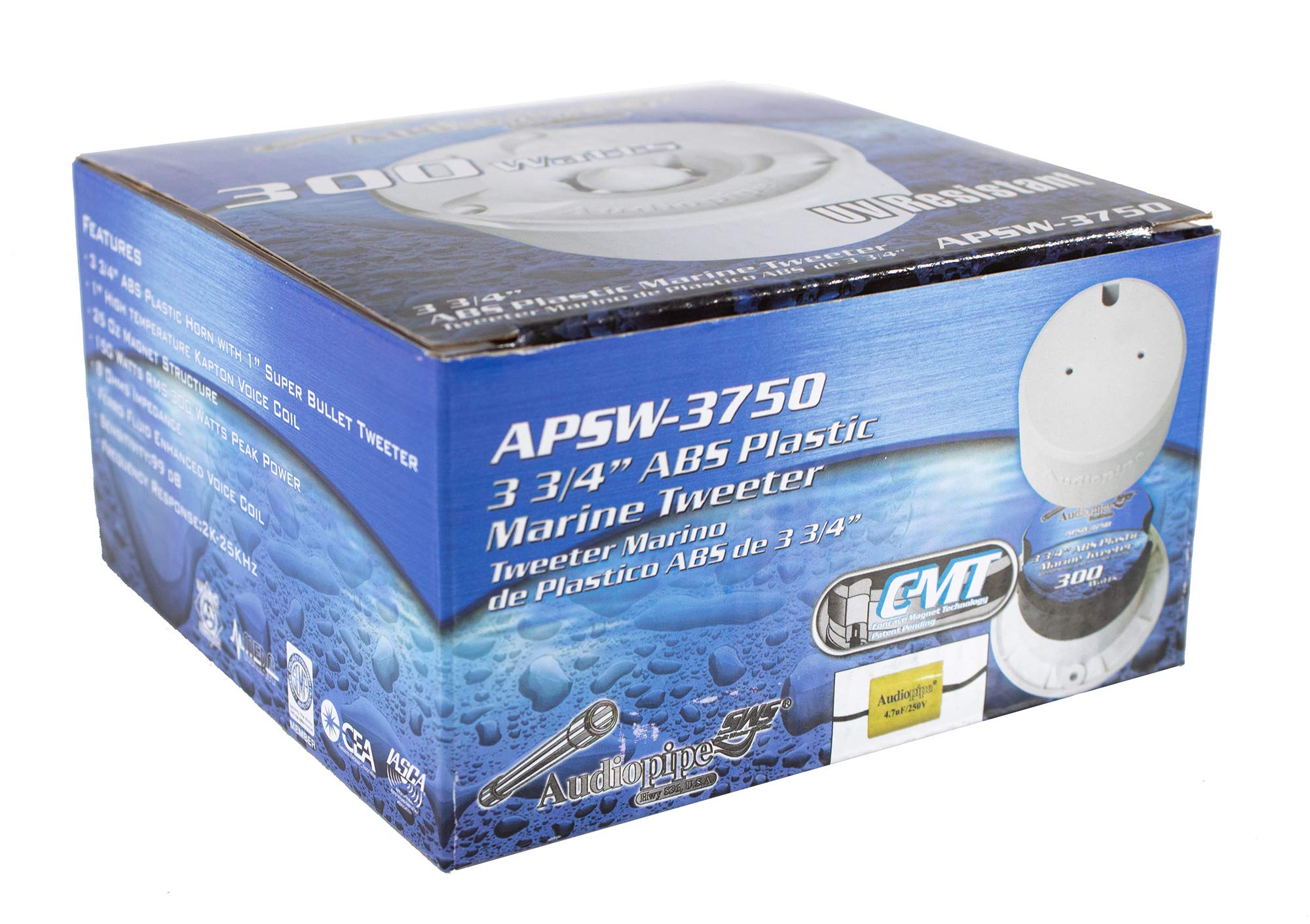 2X Audio Pipe Marine Grade Waterproof Tweeter 600 Watts APSW-3750, White