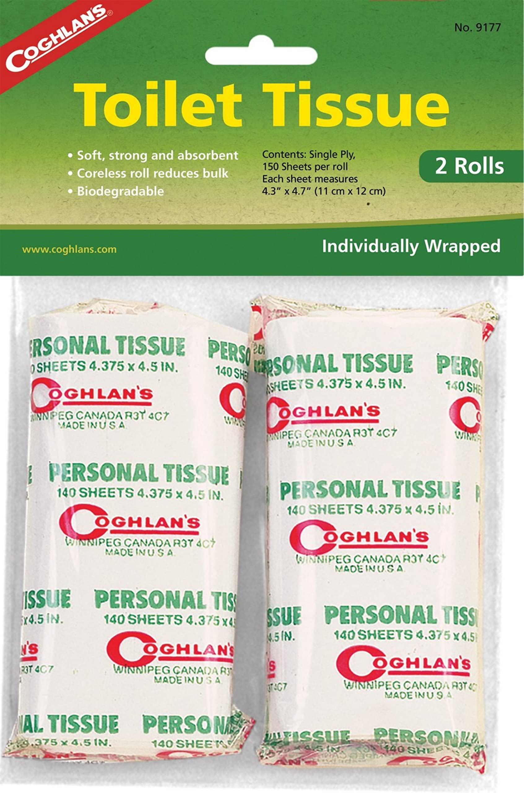 Coghlans 9177 Toilet Tissue Pack 2 Rolls