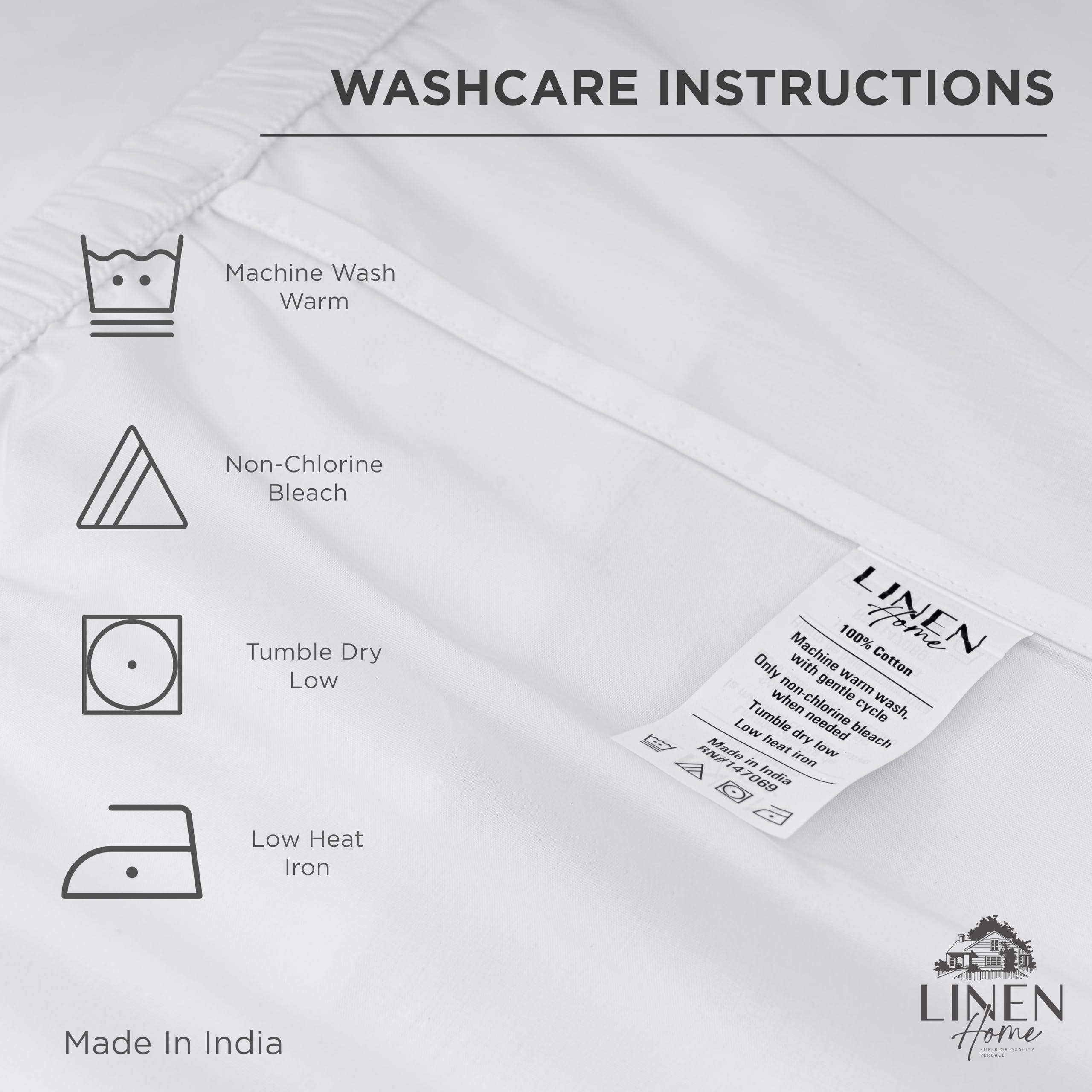 Linen Home 100% Cotton Percale Pillowcases Queen Size, White, 2 Pieces of Pillow Case, Crisp and Cool Strong Bed Linen, 20 inches X 30 inches