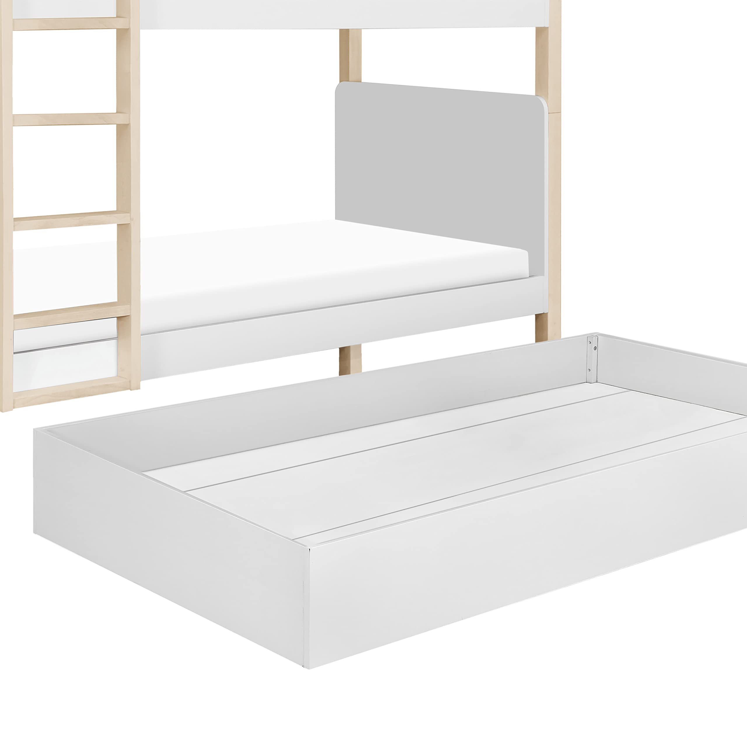Babyletto Tiptoe Bunk Bed in White and Washed Natural