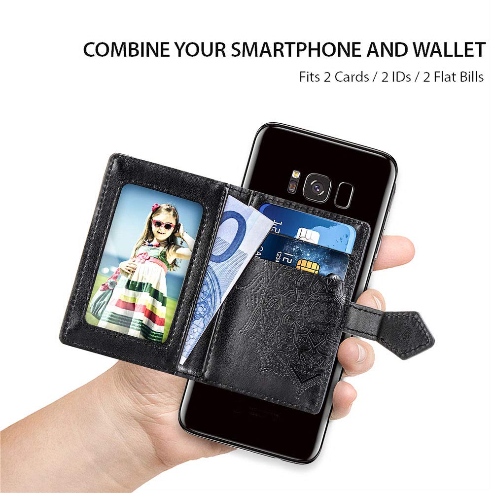 MEUPZZK Cell Phone Wallet Slim 3M Adhesive Credit Card Holder Stick on Wallet Cell Phone for iPhone/Android/Samsung Galaxy and Most Smartphones (M-Green)