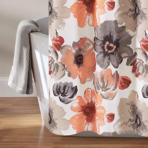 Lush Decor Leah Shower Curtain, 72" x 72", Coral