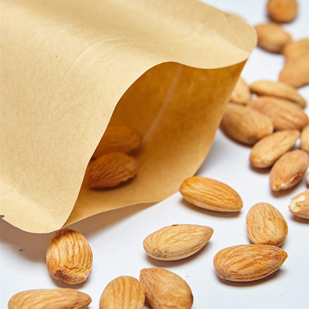 50 pcs Kraft Bags with Window Stand Up Ziplock Seal Paper Bag Resealable Large Food Storage Pouch 1oz 3.5×5.5in