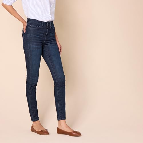 Amazon Essentials Skinny Jeans for Women, High Waist, Stretchy Denim, Dark Wash, 16 Short