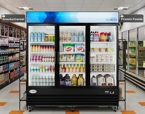 KoolMore - MDR-3GD Koolmore 78 1/4" Commercial Glass 3 Door Display Refrigerator Merchandiser - Upright Beverage Cooler with LED Lighting - 53 Cu. Ft. Black